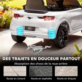 AIYAPLAY dětské elektrické auto Ford Mustang Mach-E, oficiálně licencované, 12 V, dálkové ovládání 2,4 G, 2 motory, 92x55x44 cm, bílé