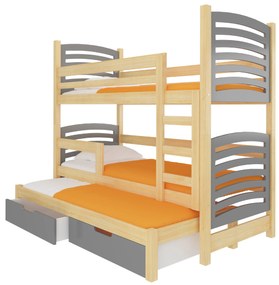 Patrová postel pro tři osoby s matracemi SORIA Hlavní barva: Bílá, Další barva: Modrá