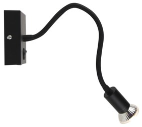 Moderní flexibilní nástěnné svítidlo USB černé - Zeno