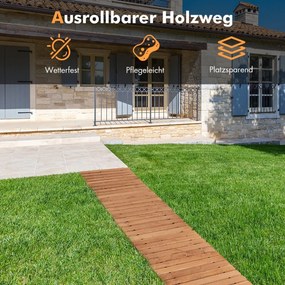 Costway Zahradní dřevěná cesta Rolovací přímá venkovní stezka odolná proti