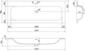 Mexen Vela, umyvadlo na zapuštění 121 x 46,5 cm, černá matná, 25231271