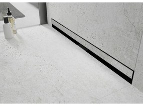 Mexen Flat nerezový sprchový žlab na zeď 60 cm vzor WALL, černý, 1730060