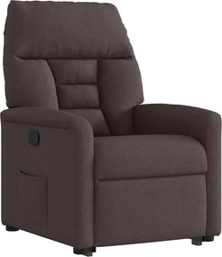 Zvedací polohovací křeslo tmavě hnědé textil 3303037