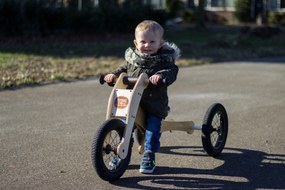 TRYBIKE dřevěné odrážedlo/tříkolka  4v1 HNĚDÁ