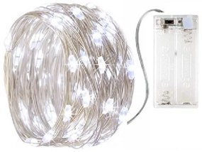 Vánoční mikro řetěz na baterie, studená bílá, 2m, 20 LED