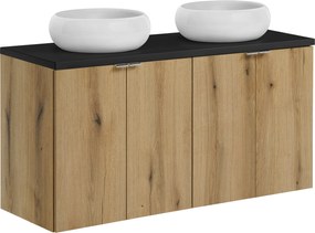 Comad Koupelnová skříňka s deskovými umyvadly set Nova Oak 120 dub coast evoke/černá