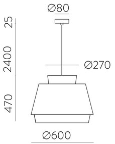 ACB Iluminacion Závěsné svítidlo ASPEN, ⌀ 60 cm, 1xE27 15W Barva: Bílá, Barva montury: Černá