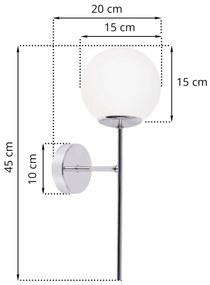 Nástěnné svítidlo Florence, 1x bílé skleněné stínítko, CH