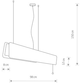 Závěsné svítidlo Oslo LED, dřevo, šířka 98 cm, vypínač na táhlo