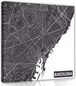 Obraz 80x80 Barcelona mapa města urbanismus minimalismus černobílý