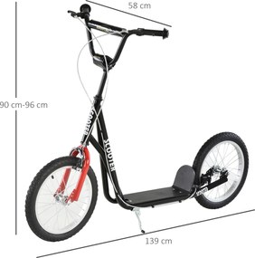 HOMCOM Koloběžka Koloběžka pro děti od 5 let Koloběžka s pneumatikami a ruční brzdou, městská koloběžka, stabilní a bezpečná, modrá| Aosom