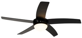 Chytrý stropní ventilátor černý s dřevěným potiskem 132 cm vč. LED stmívatelné s dálkovým ovládáním - Cool