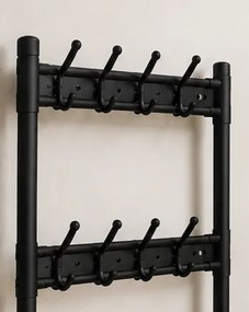 věšák s botníkem, kov, 5 pater, 172x60x26 cm, černá, Dekorino TK20260001