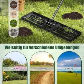 Costway Hrablo na vyrovnávání trávníku s ergonomickou rukojetí Kovové hrábě