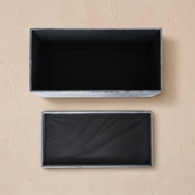 Obdélníkový velurový taburet se schránkou, skládací, 76 × 38 × 38 cm, modrý