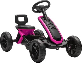 AIYAPLAY kart s pedály s protiskluzovými EVA koly kovový rám nosnost 30 kg pro děti od 2-5 let růžová