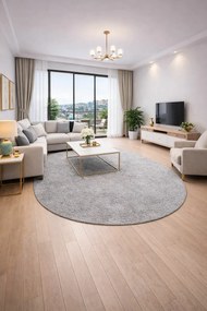 Vopi, Kusový koberec Eton šedý ovál, 80x150, šedá, chodba / předsíň