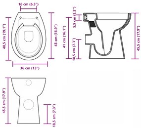 vidaXL Marketos Bezrámová toaleta, 7 cm navýšená výška, pomalé zavírání, keramická černá