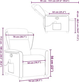 vidaXL Masážní polohovací křeslo textil [4015587] Barva: tmavě hnědá