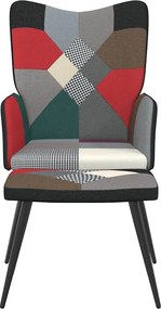 Relaxační křeslo se stoličkou patchwork textil 328198