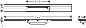 Hansgrohe RainDrain Flex, vrchní sada sprchového žlabu 700, zkracovatelný, pro instalaci ke zdi, kartáčovaný bronz, HAN-56050140