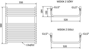 Mexen Apollo, elektrické topné těleso 660x550 mm+ topná tyč 600 W, černá, W117-0660-550-2600-70