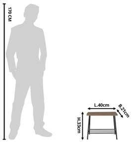 Odkládací stolek s kovovým nosníkem – 40x21x33 cm