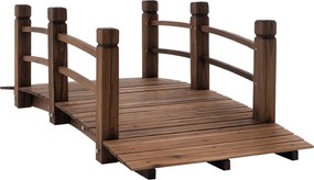 Dřevěný most Outsunny s zábradlím pro rybník, nosnost 181 kg, dekorativní most pro terasu 152,5x67x48 cm, charred wood | Aosom