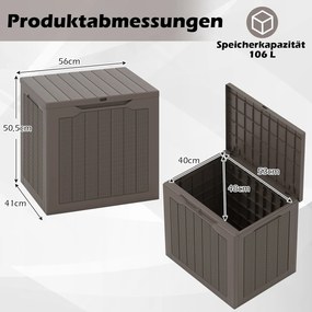 Costway Venkovní úložný box 96 L palubní box s uzamykatelným víkem a opleteným