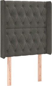 Čelo postele s LED tmavě šedé 83 x 16 x 118/128 cm samet 3124415