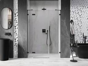 Mexen Lunar, levé výklopné sprchové dveře 130 cm, čiré sklo, černý profil, 834S-130-050-70-00-L
