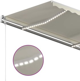 Ručně zatahovací markýza s LED světlem 450 x 350 cm krémová 3069002