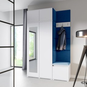 Eka Předsíňová stěna s čalouněnými panely Trinity 20 - Bílá / Tmavá modrá 2331