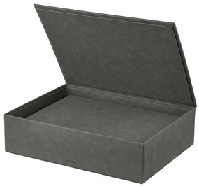 Antracitové úložné boxy v sadě 2 ks s víkem/dekorativní z umělé kůže 40x30x11 cm Sahla – Blomus
