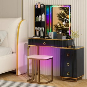 Costway Toaletní stolek s LED osvětlením se 7 dynamickými a 7 statickými