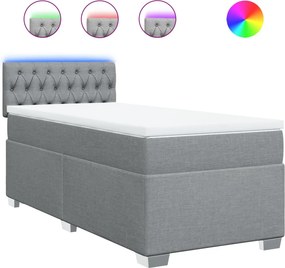 Box spring postel s matrací světle šedý 100 x 200 cm textil 3288106