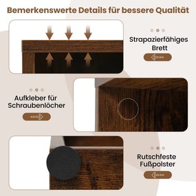 Costway Sada 2 dvoupatrových knihoven 42 cm, rustikálně hnědá