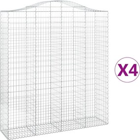 Klenuté gabionové koše 4 ks 200x50x220/240cm pozinkované železo 3145768