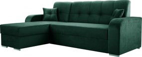 Rohová sedací souprava do L ORINOCO, 243 cm, s úložným prostorem Roh pohovky: Levý roh, Barva látky: Smaragdově zelená (Monolith 37)