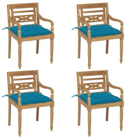 Židle Batavia 4 ks s poduškami masivní teakové dřevo,  3073314