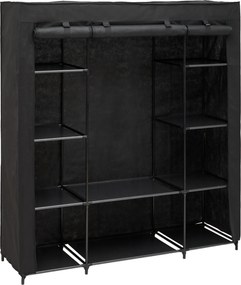 Textilní šatní skříň DRESSY dvojitá se 2 policemi, 155 x 45 x 165 cm - černý