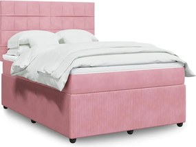 Box spring postel s matrací růžová 140x190 cm samet 3292339