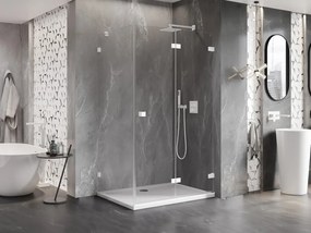 Mexen Lunar-F, sklápěcí sprchový kout pravý 95 x 80 cm, 8mm čiré sklo, bílý profil, 836-095-080-20-00-P