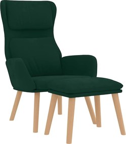 Relaxační křeslo se stoličkou tmavě zelené samet 3097822
