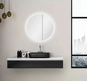 Zrcadlová skřínka s LED osvětlením DSK Bright / Ø 60 cm / hliník / stříbrná
