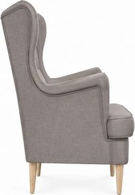 relaxační křeslo, ušák, dřevo/kov/látka, 102x80x66 cm, nohy světlé/taupe, Dekorino KR20260121