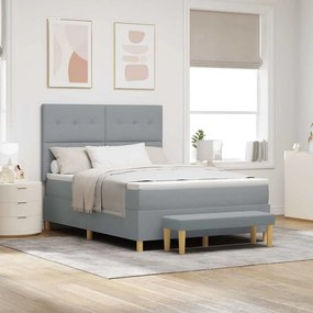 Postel s boxspringem s čelo Světle šedá 190 x 140 cm textil 3344296