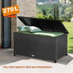 Polyratanový úložný box RICCO, 117 x 53 x 60cm, černá Casaria
