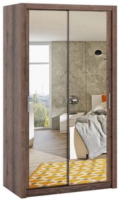 Šatní skříň s posuvnými dveřmi a se zrcadlem Kler SZ120 KE05, Barva: bílá + zrcadlo