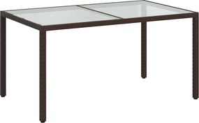 Zahradní stůl 150 x 90 x 75 cm tvrzené sklo a polyratan hnědý 316704